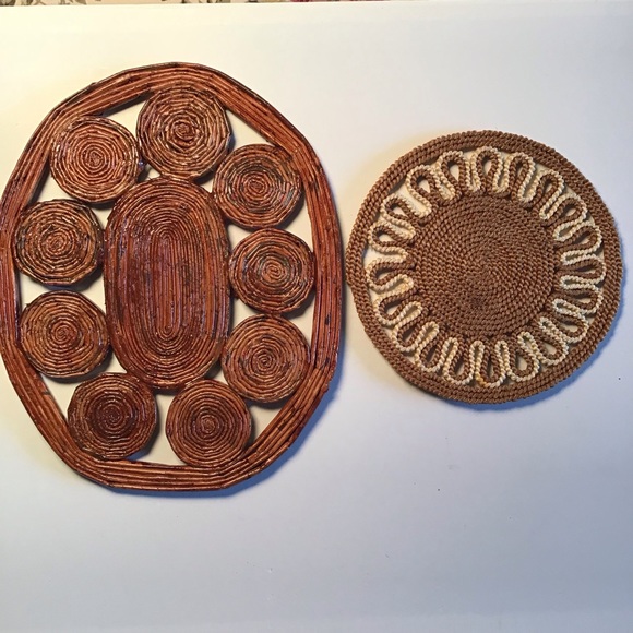 American Vintage | Dining | Final Sale Vintage Rattan Woven Pot Trivets ...